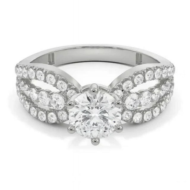 Arise Jewelry 14K White Gold Plated Ring - 1.57 Ct Round Cut Moissanite ...