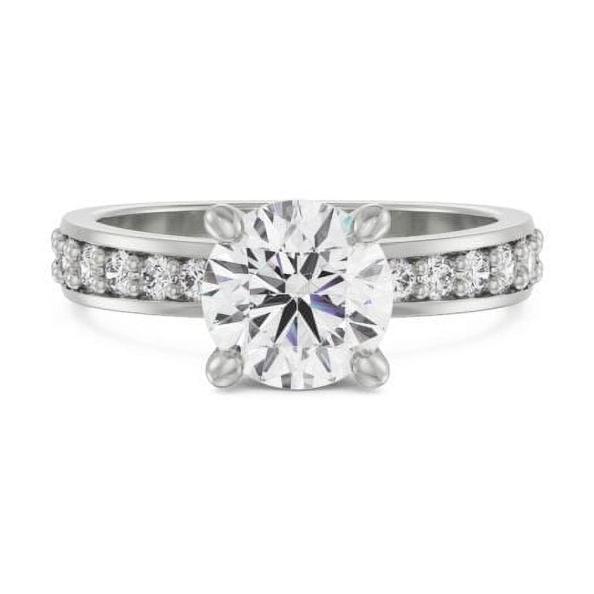 Arise Jewelry 14K White Gold Plated Ring - 2.02 Ct Round Cut Moissanite ...