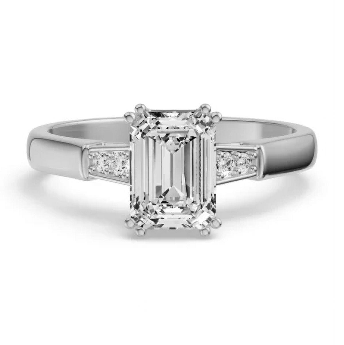 Arise Jewelry 14K White Gold Plated Ring - 2.13 Ct Emerald Cut ...