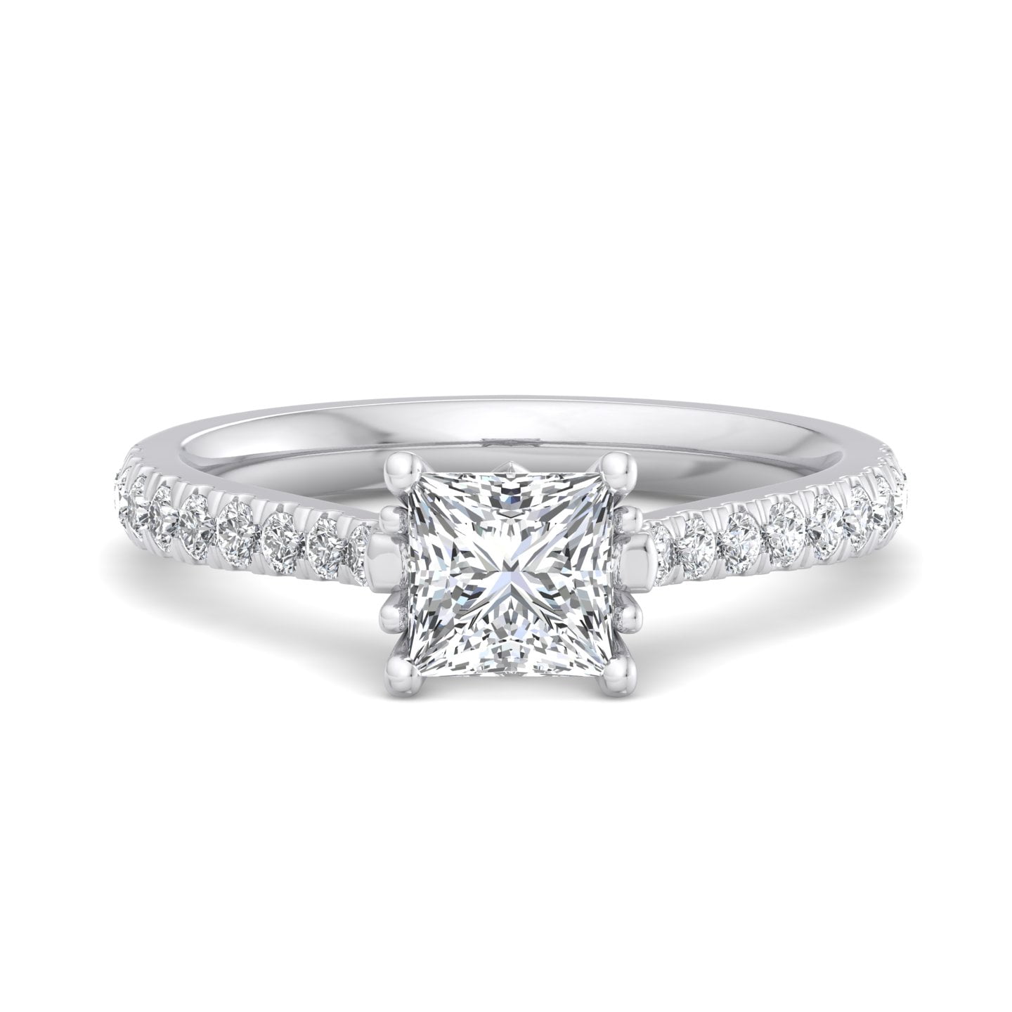 Arise Jewelry 14K White Gold Plated Ring - 2.13 Ct Princess Cut ...