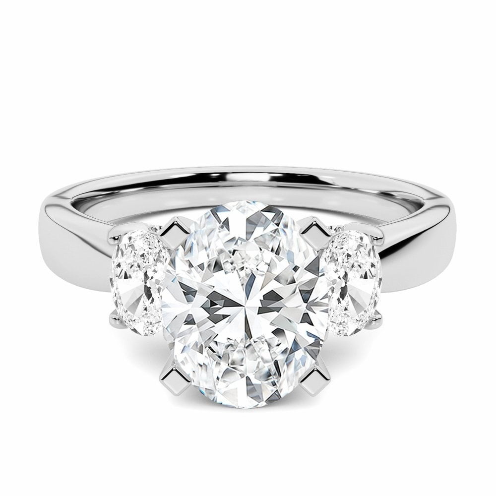 Arise Jewelry 2.13 Ct Oval Cut Moissanite Engagement Ring - Three Stone Prong Set Design - 14K ...