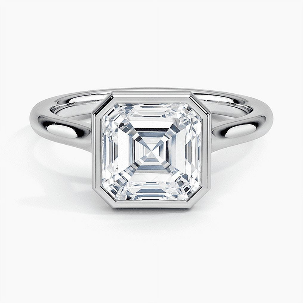 Arise Jewelry 2.24 Ct Asscher Cut Moissanite Engagement Ring - 14K White Gold Plated Ring ...