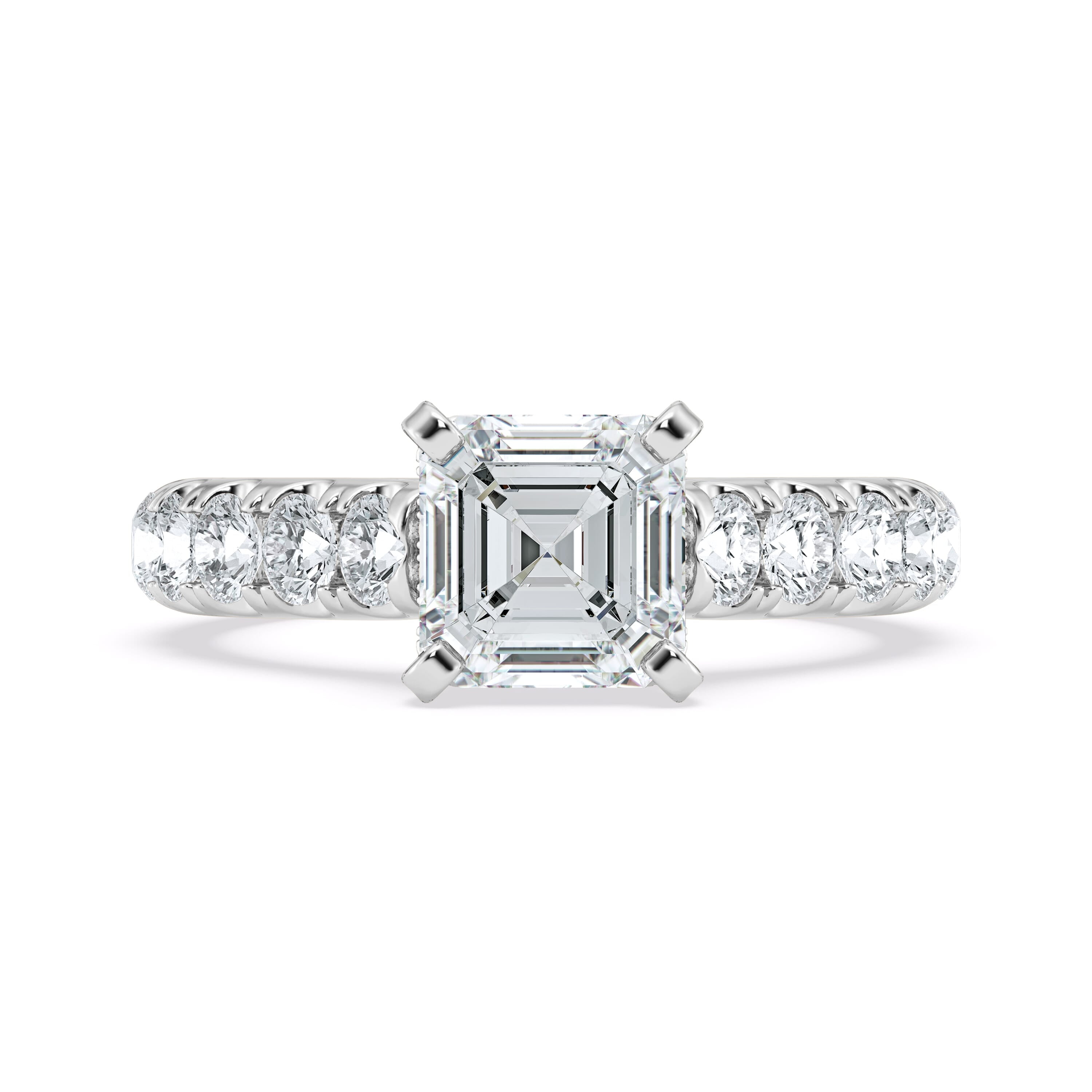 Arise Jewelry 2.35 Ct Asscher Cut Moissanite Engagement Ring - Beautifully Hidden Halo Design in ...