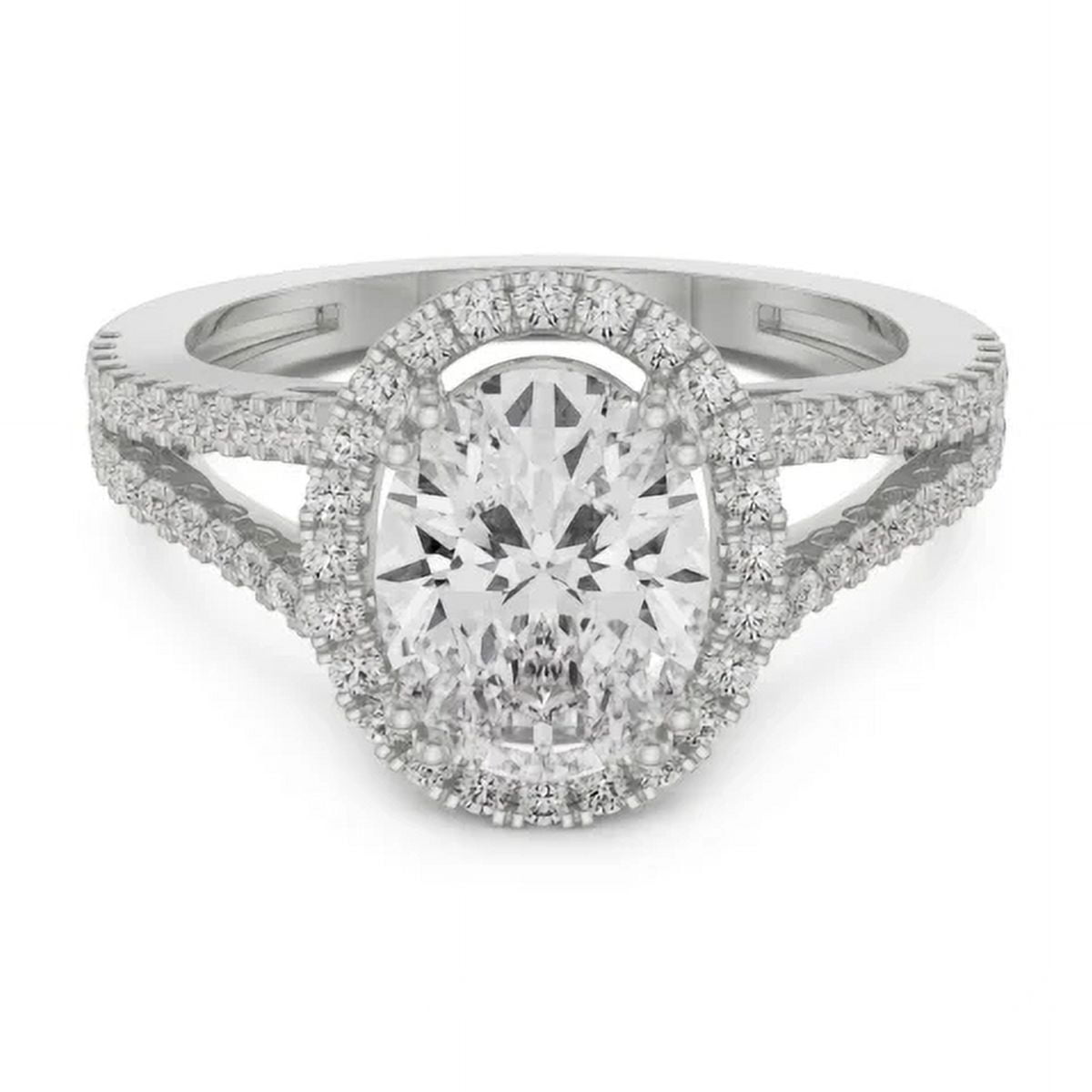 Arise Jewelry 2.35 Ct Oval Cut Moissanite Ring - 14K White Gold Plated ...