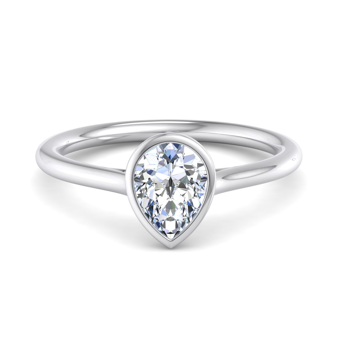 Arise Jewelry Bezel Set 1.9 Ct Pear Cut Moissanite Ring for Her - 14K ...