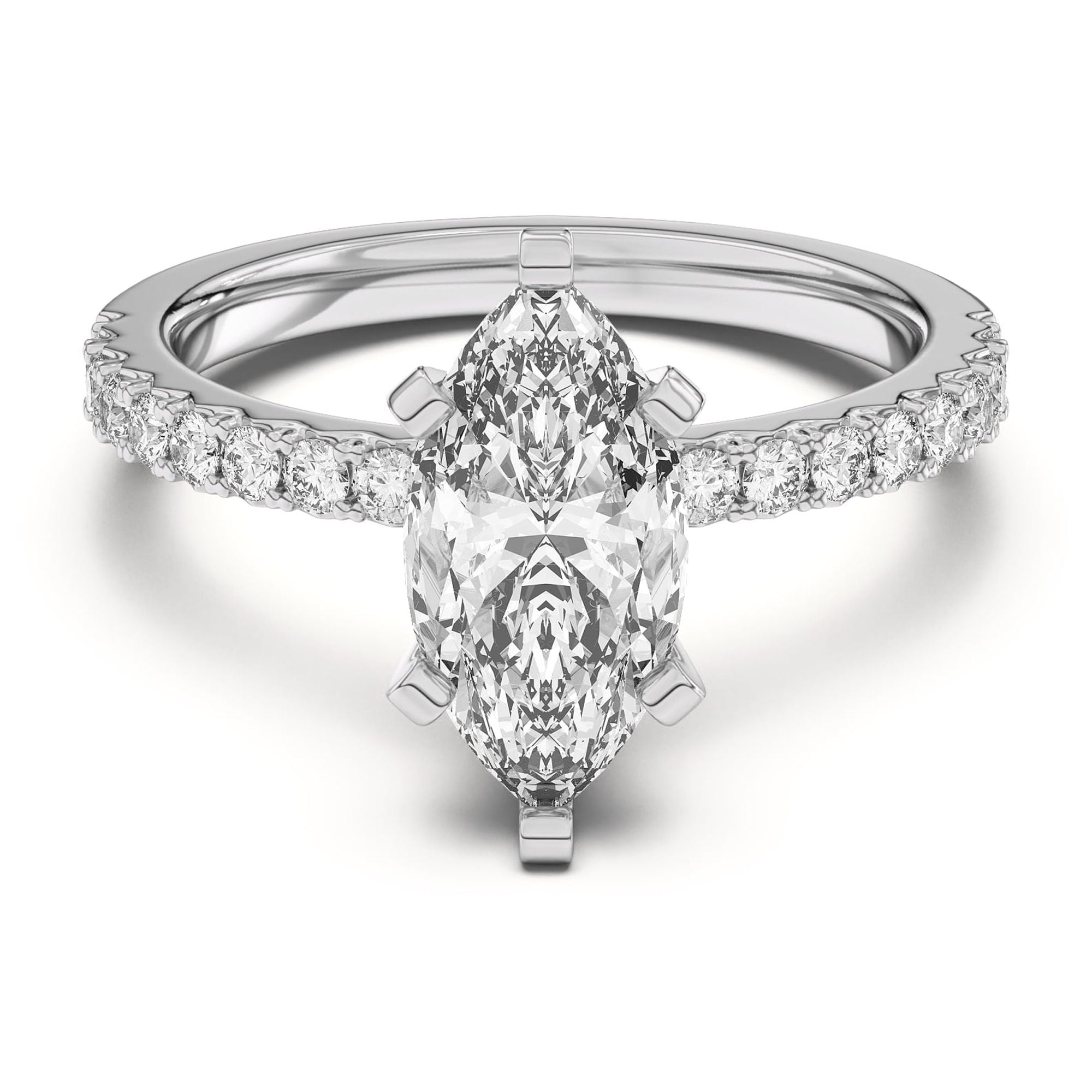Arise Jewelry Engagement Ring 1.79 Ct Pear Cut Moissanite - 14K White Gold Plated Moissanite ...