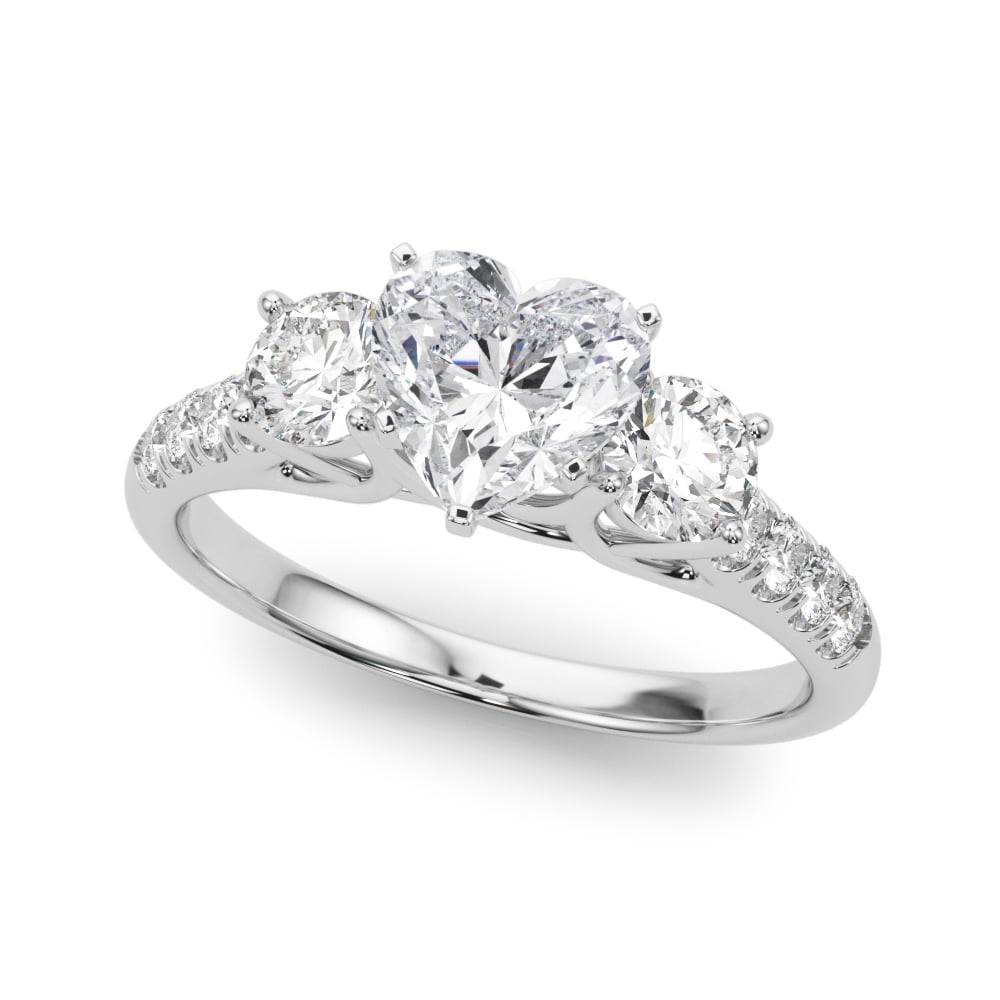 Arise Jewelry Heart Cut Engagement Solitaire with Accent Ring for Women ...