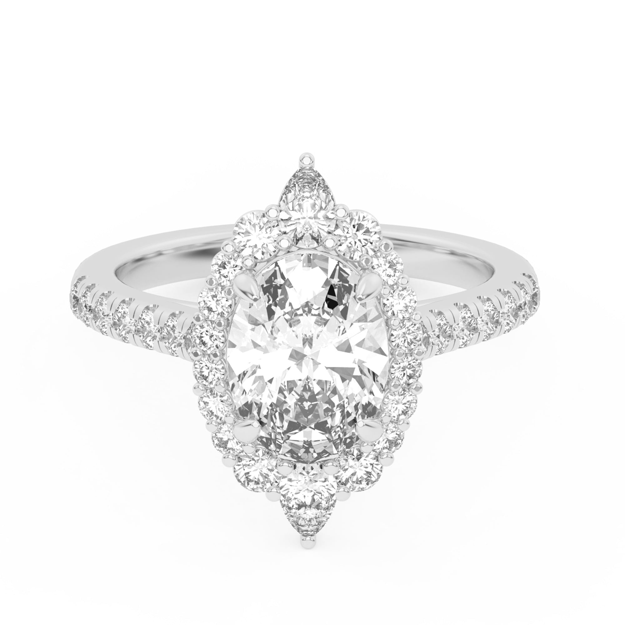 Arise Jewelry Oval Cut Engagement Ring - 14K White Gold Plated 1.68 Ct ...