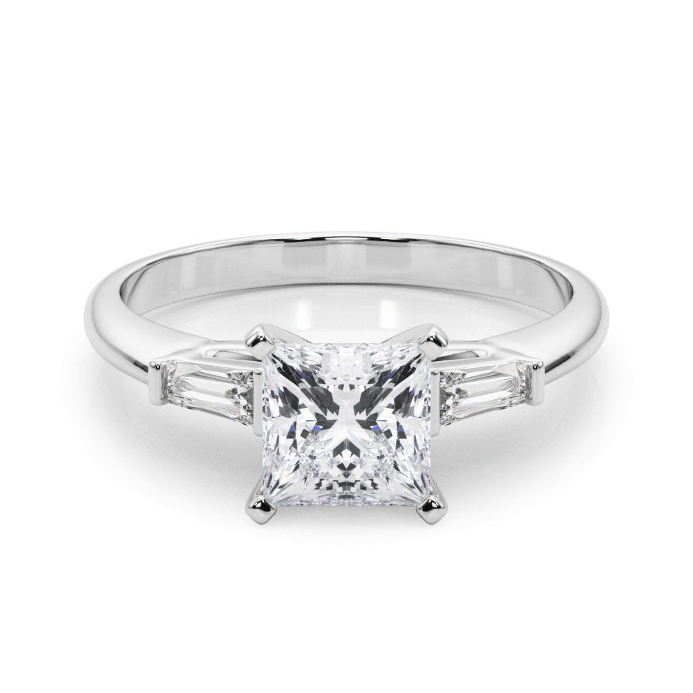 Arise Jewelry Princess Cut Moissanite Ring - 2.35 Ct Moissanite 3 Stone ...