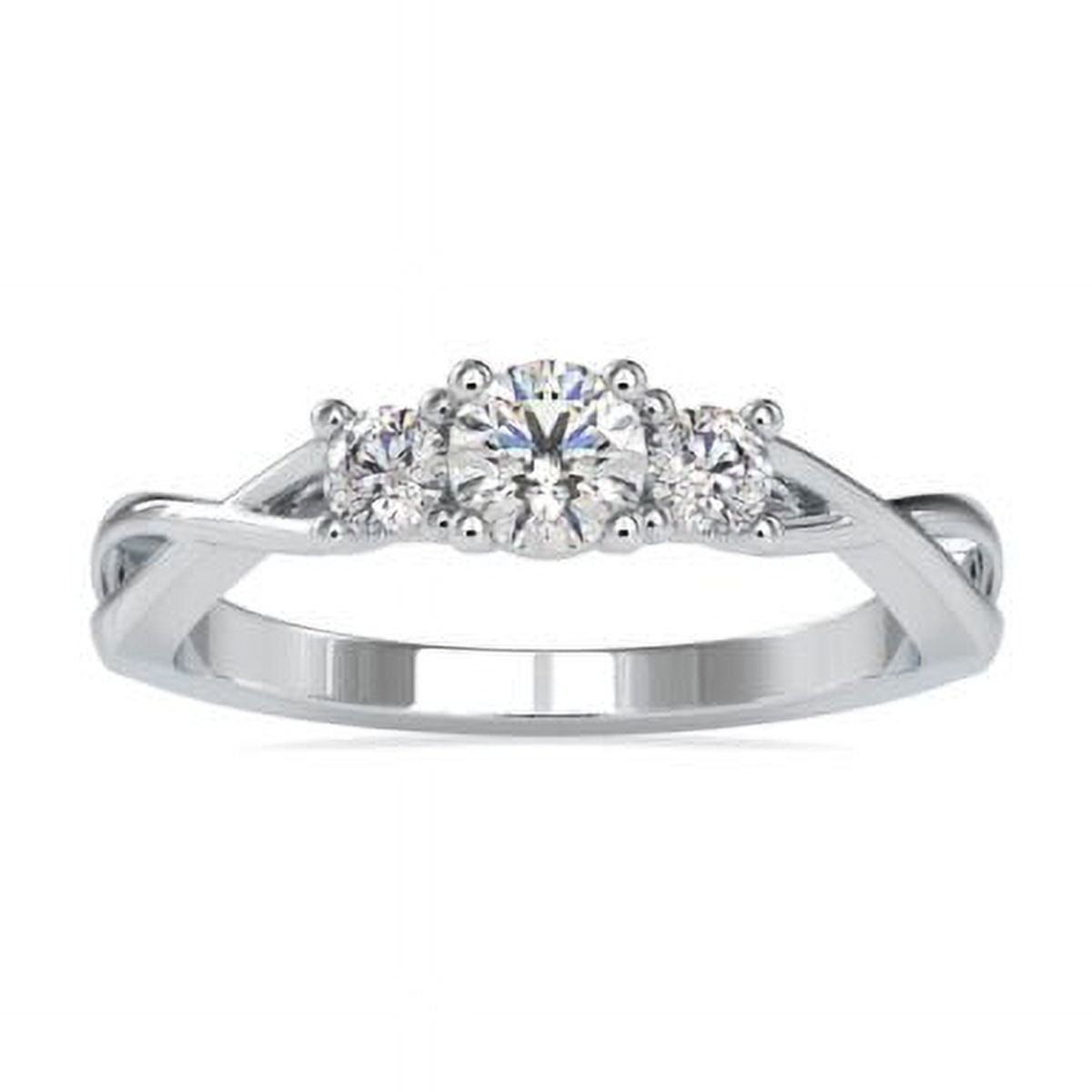 Arise Jewelry Round Cut Moissanite Ring - 14K White Gold Plated Simple ...