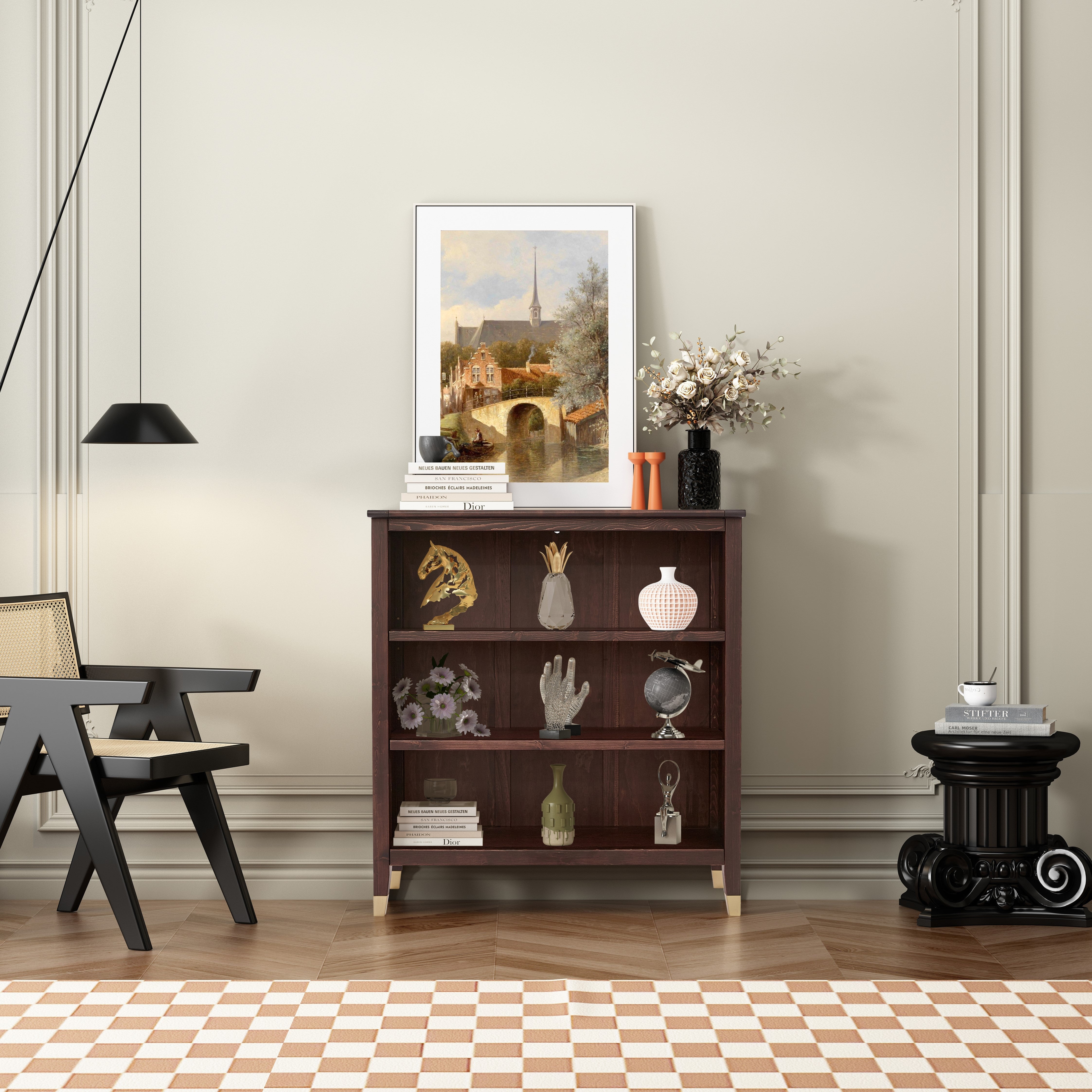 Greener Valley 3 Shelf Wide Bookcase - Brown - Walmart.com