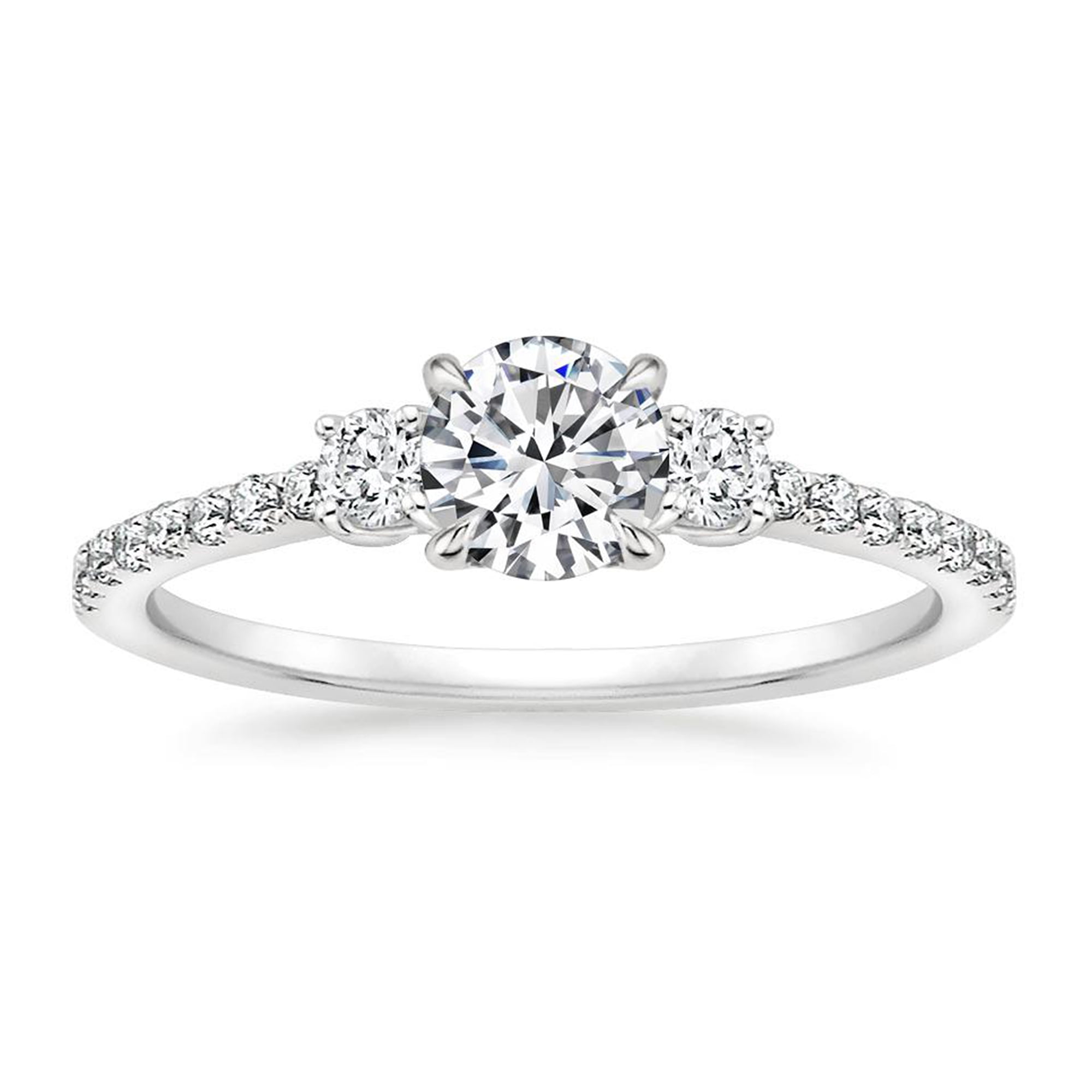 Arista Three Stone Engagement Ring Round, Swarovski Diamond, 2, 3/8 ct ...