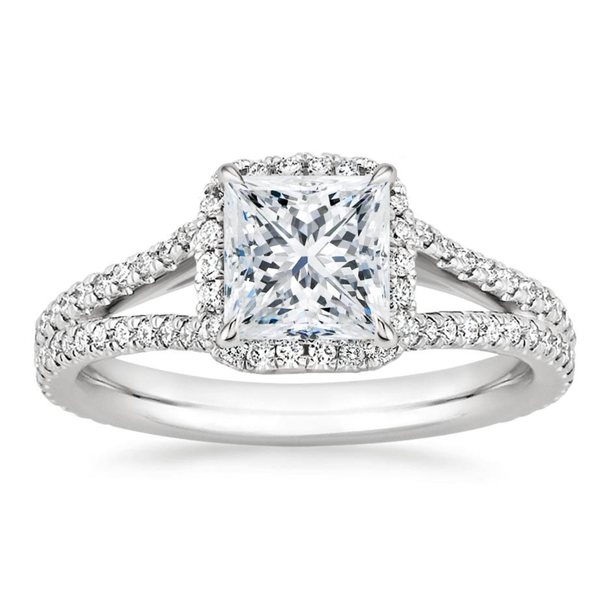Arista 2-5/8 Carat T.W. Square Swarovski Diamond Split Shank Engagement ...