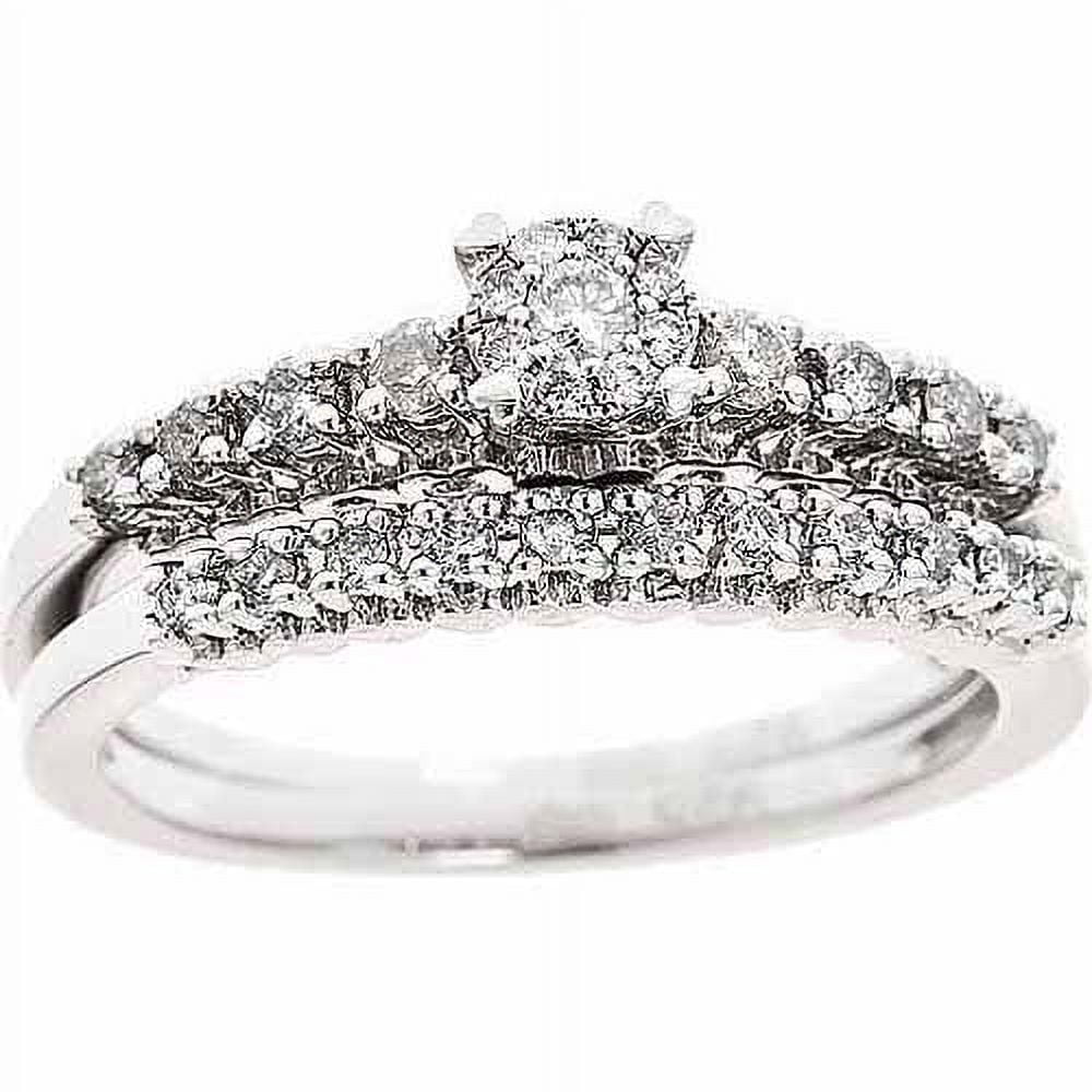 Arista 3/8 ct Round White Diamond Women's Bridal Set in Sterling Silver ...