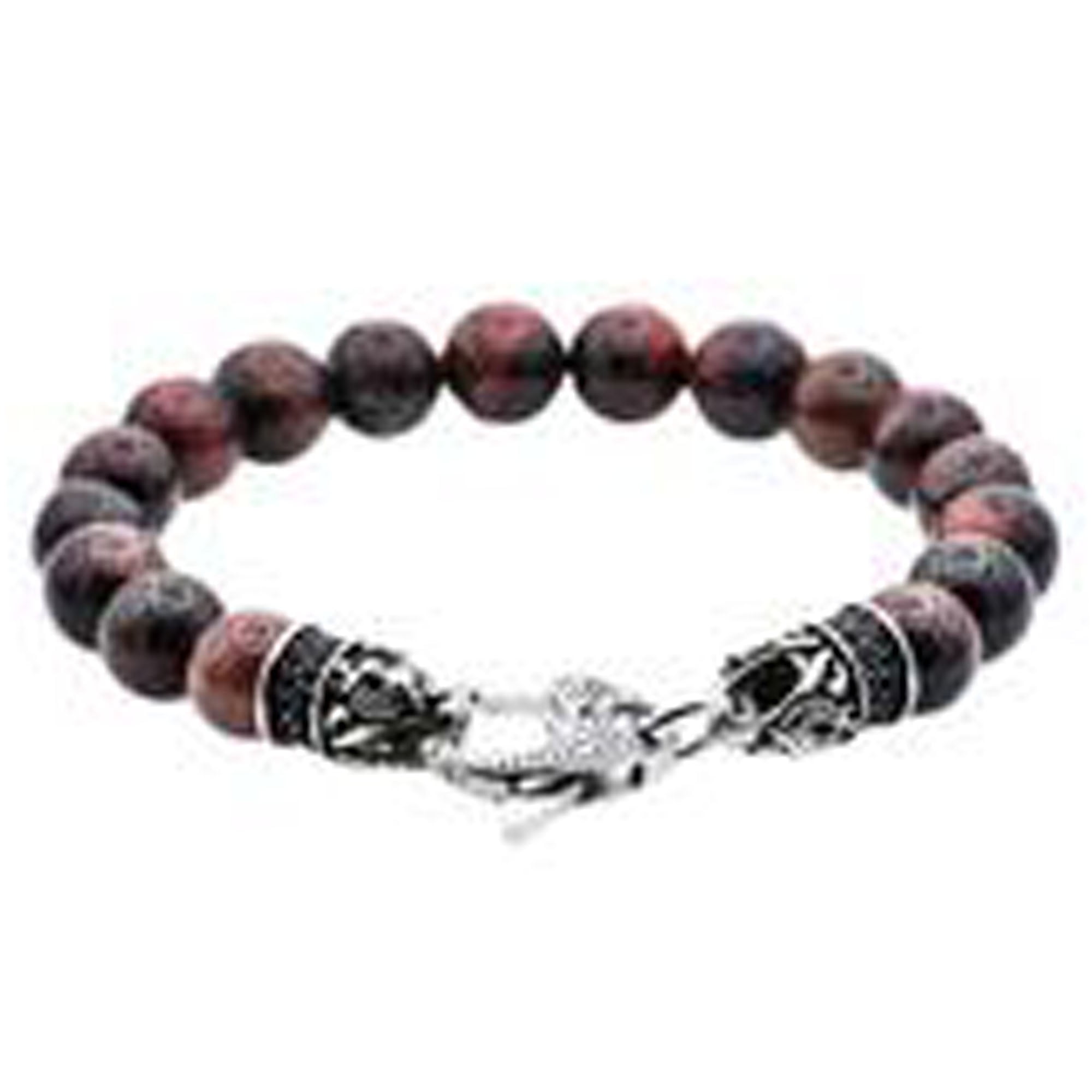 Arista Genuine Pyrite Beaded Men's Bracelet in Solid Stainless Steel, 8 ...