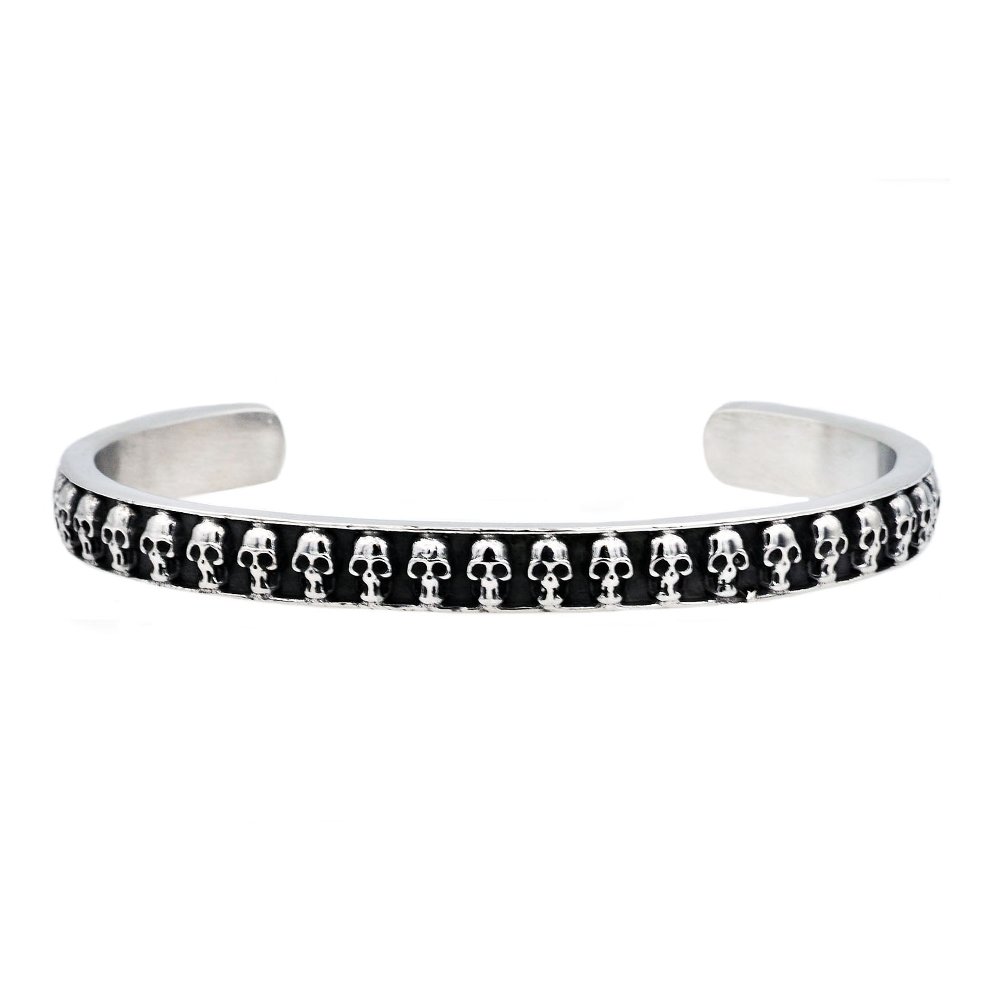 Arista Men's Skull Design Bangle in Black Plated Solid Stainless Steel ...