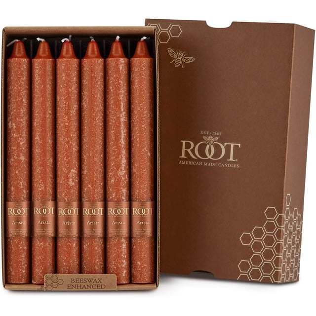 Arista Timberline 9-Inch Dinner Candles, Unscented, 12-Count, Rust ...