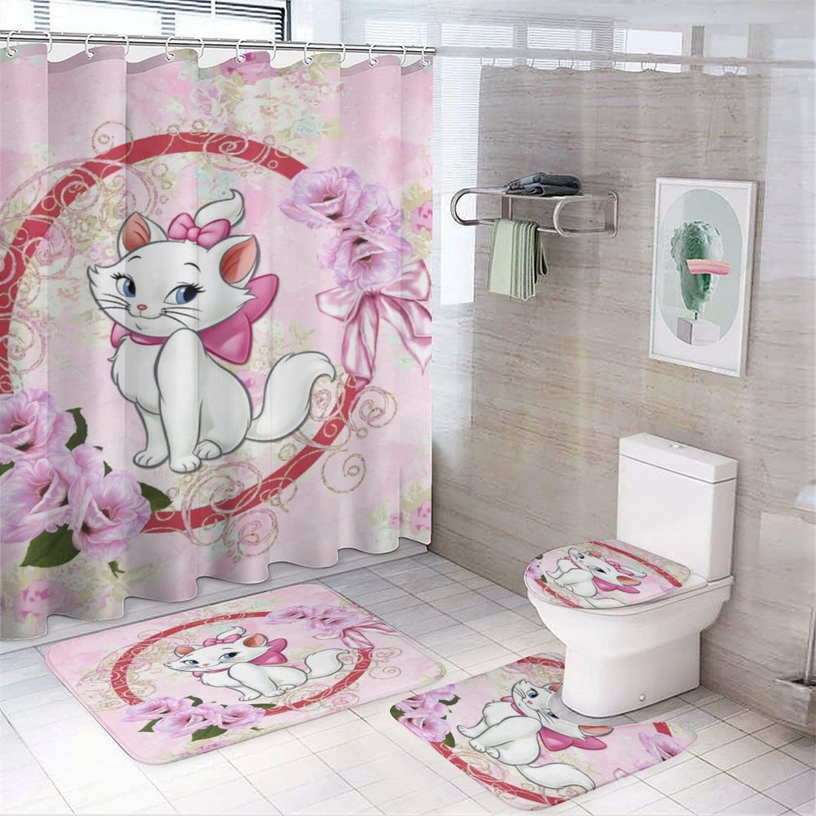 Aristo Ma-rie Cat Shower Curtain Sets Bathroom Decor Sets with Rug ...