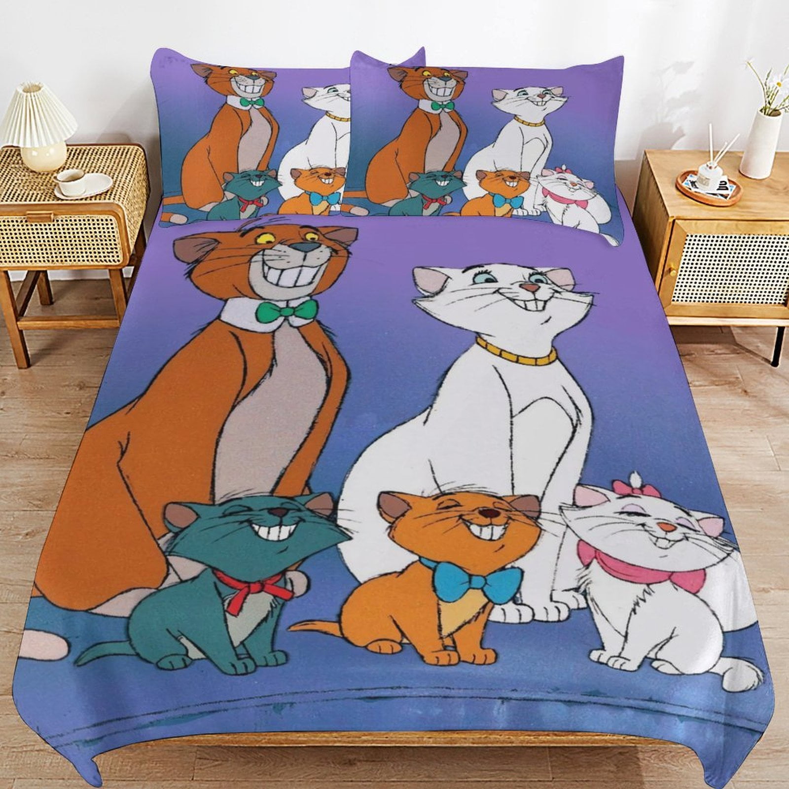Aristocats Duvet Cover Set 3 Pieces Soft Comfy Comforter Cover with 2 ...