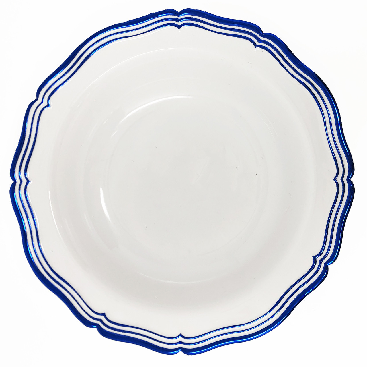 Aristocrat Collection 10oz. White w/ Blue Rim Plastic Soup Bowls 10ct ...
