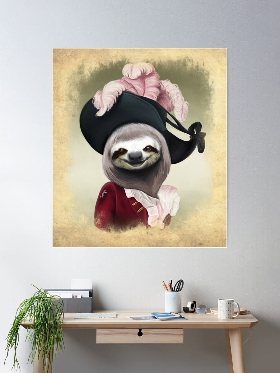 Aristocratic Lady Sloth Oil Painting Style Portrait Poster Wall Art ...