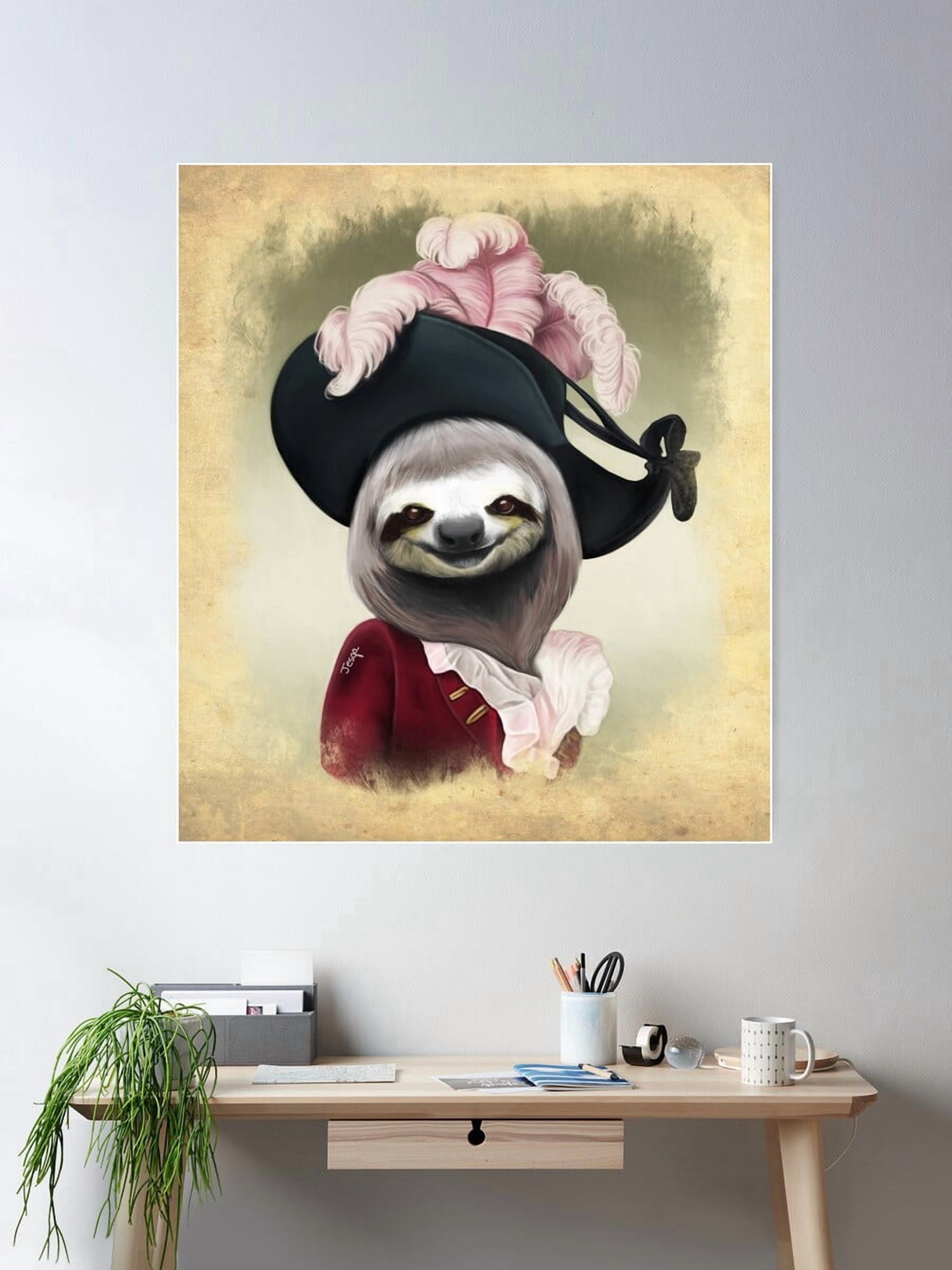 Aristocratic Lady Sloth Style Portrait Poster Wall Art Modern Wall ...