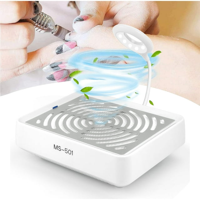 RUTAWZ Nail Dust Collector with LED Light, Nail Vacuum Cleaner for ...