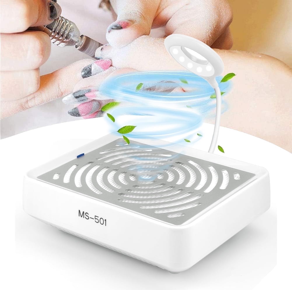 RUTAWZ Nail Dust Collector with LED Light – 40W Vacuum for Clean and ...