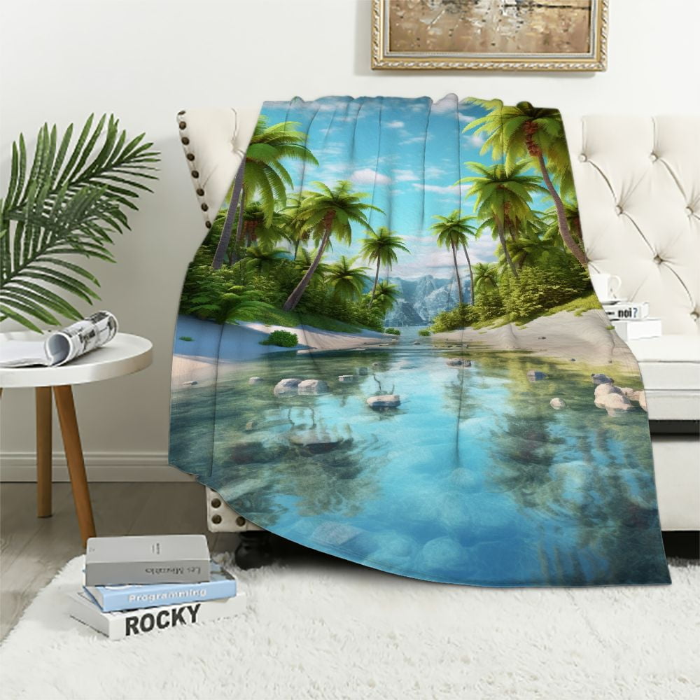 Aristuring 3D Beach Scene (13) Flannel Blanket - Long-lasting Blanket ...