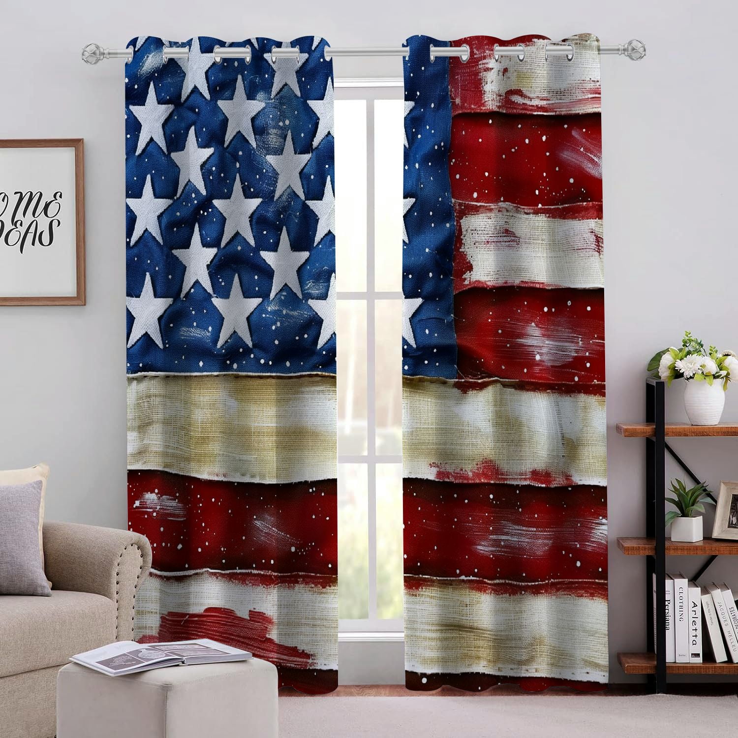 Aristuring American Flag Stars Perforated Light Blocking Curtains 2 ...