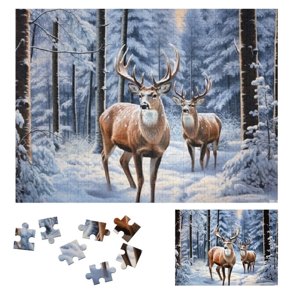Aristuring Deer Snow Forest Wooden Jigsaw Puzzle Impossible Wooden ...