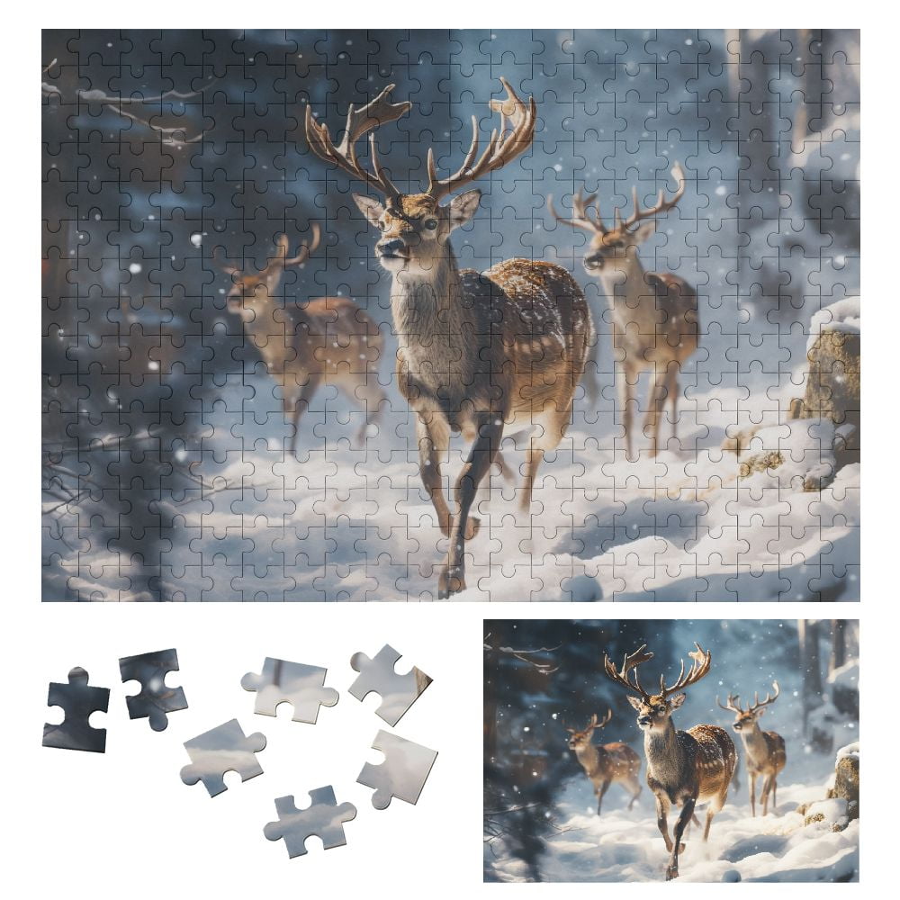 Jiayy Deer Snow Trees Wooden Jigsaw Puzzle with Impossible Design Gift ...