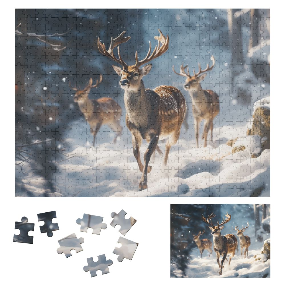 Jiayy Deer Snow Trees Wooden Jigsaw Puzzle with Impossible Design Gift ...