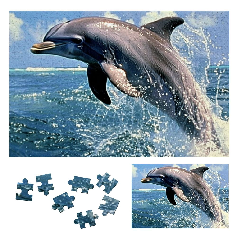 Jiayy Dolphin Wooden Jigsaw Puzzle for Adults and Kids - Challenging ...