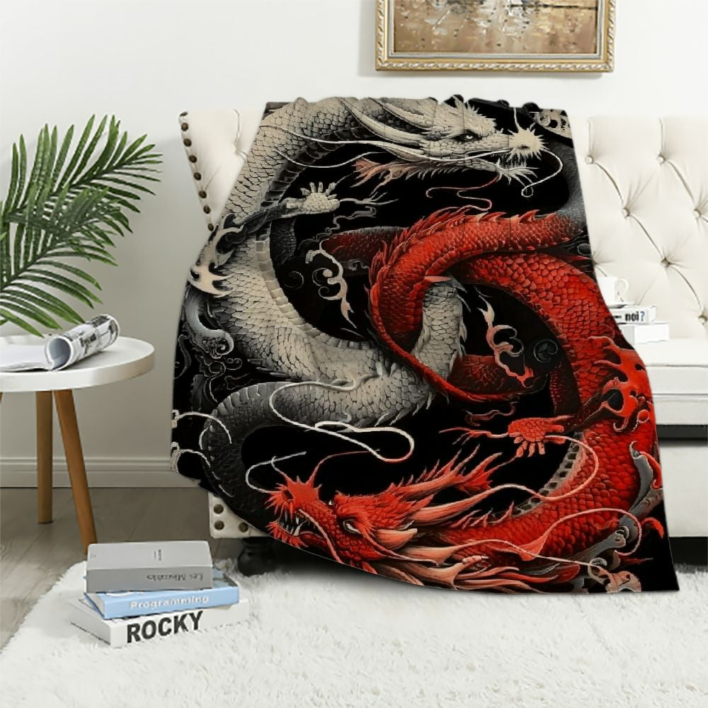 Aristuring Dragon Flannel Blanket Soft Plush Blankets for All Seasons ...