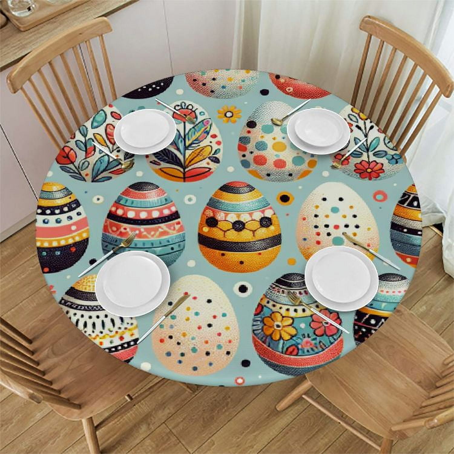 Aristuring Easter Eggs Round Tablecloth 100% Polyester Fiber Great for ...