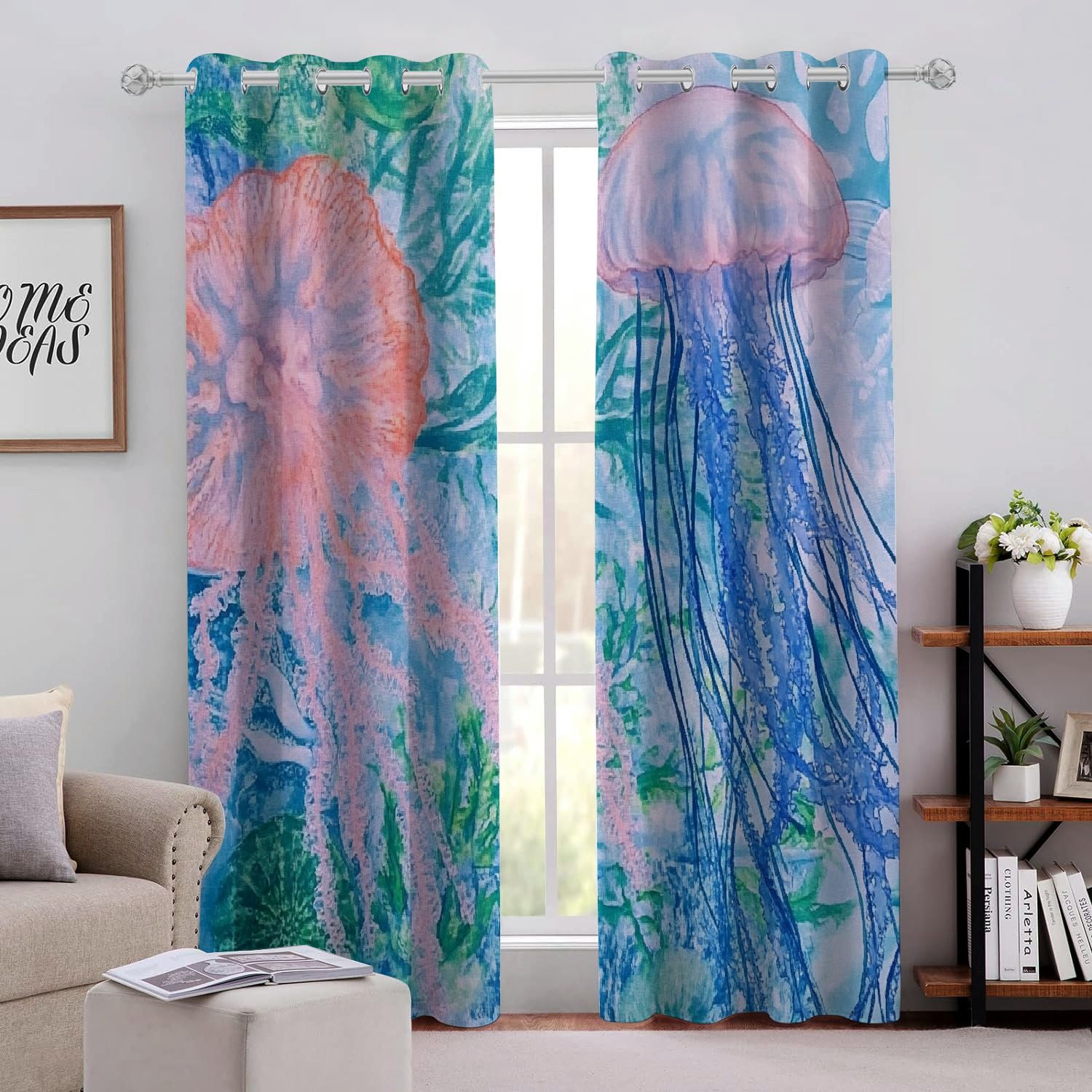 Aristuring Jellyfish Corals Sea Creature Perforated Blackout Curtains 2 ...