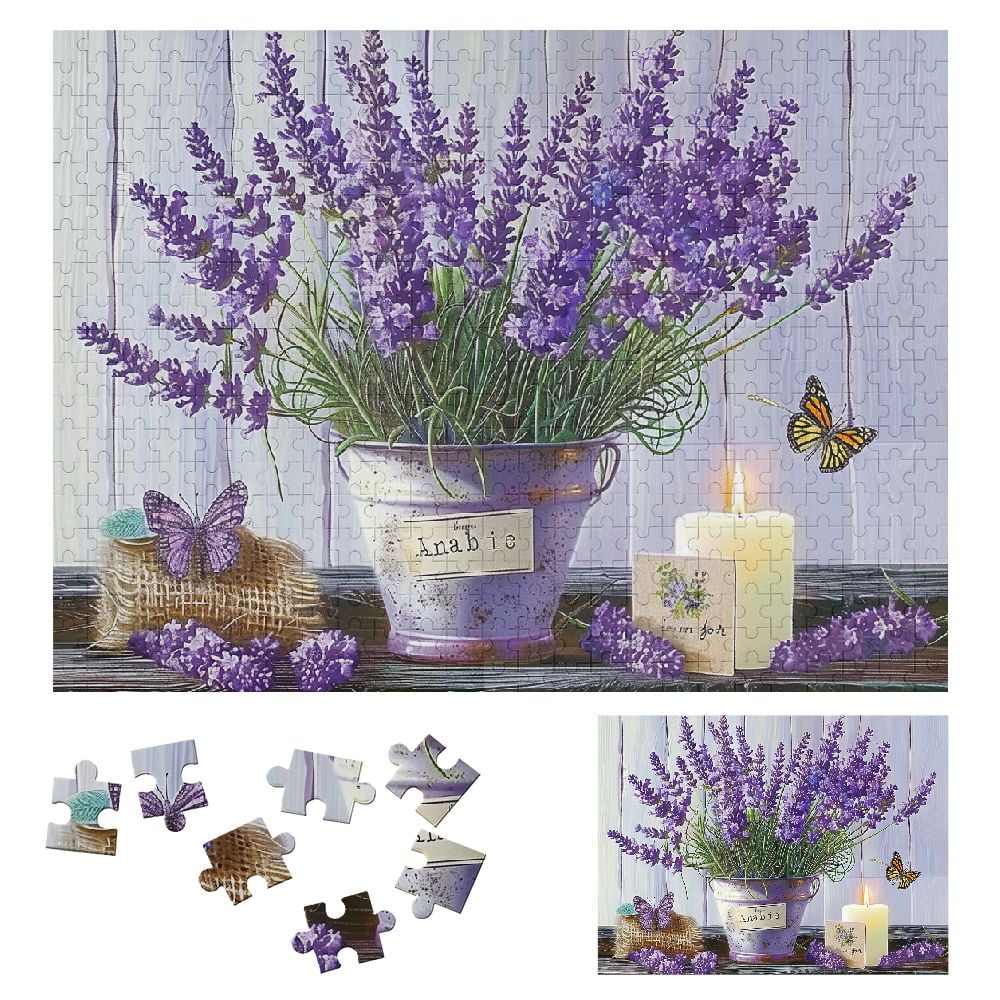 Aristuring Lavender Flowers Butterfly Wooden Jigsaw Puzzle Challenging ...