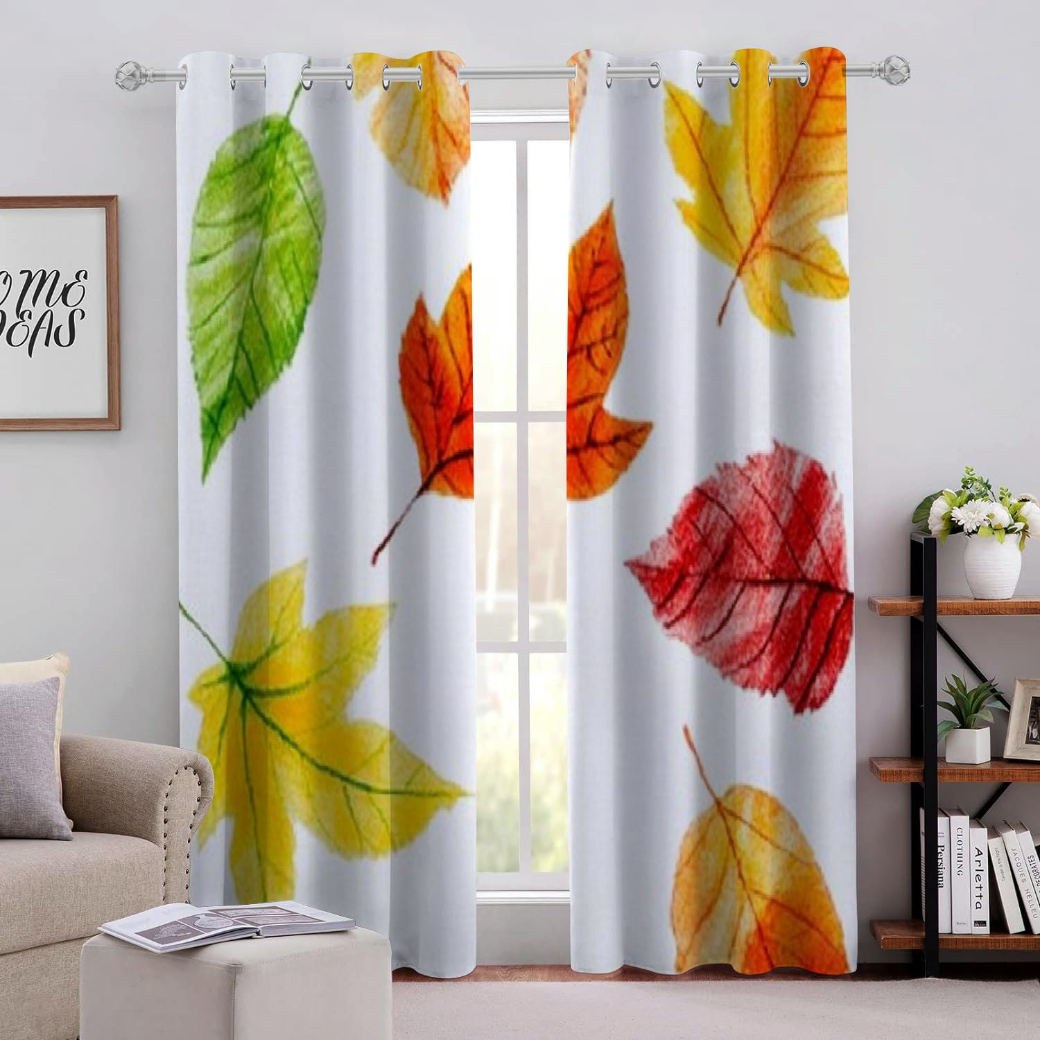 Aristuring Leaves Perforated Blackout Curtains 2-Pack Light Blocking ...