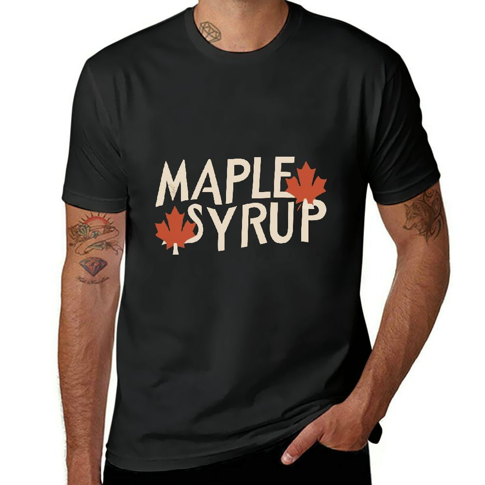 Aristuring Maple Syrup Maple Leaf Men's T-Shirt Short Sleeve Cotton Tee ...
