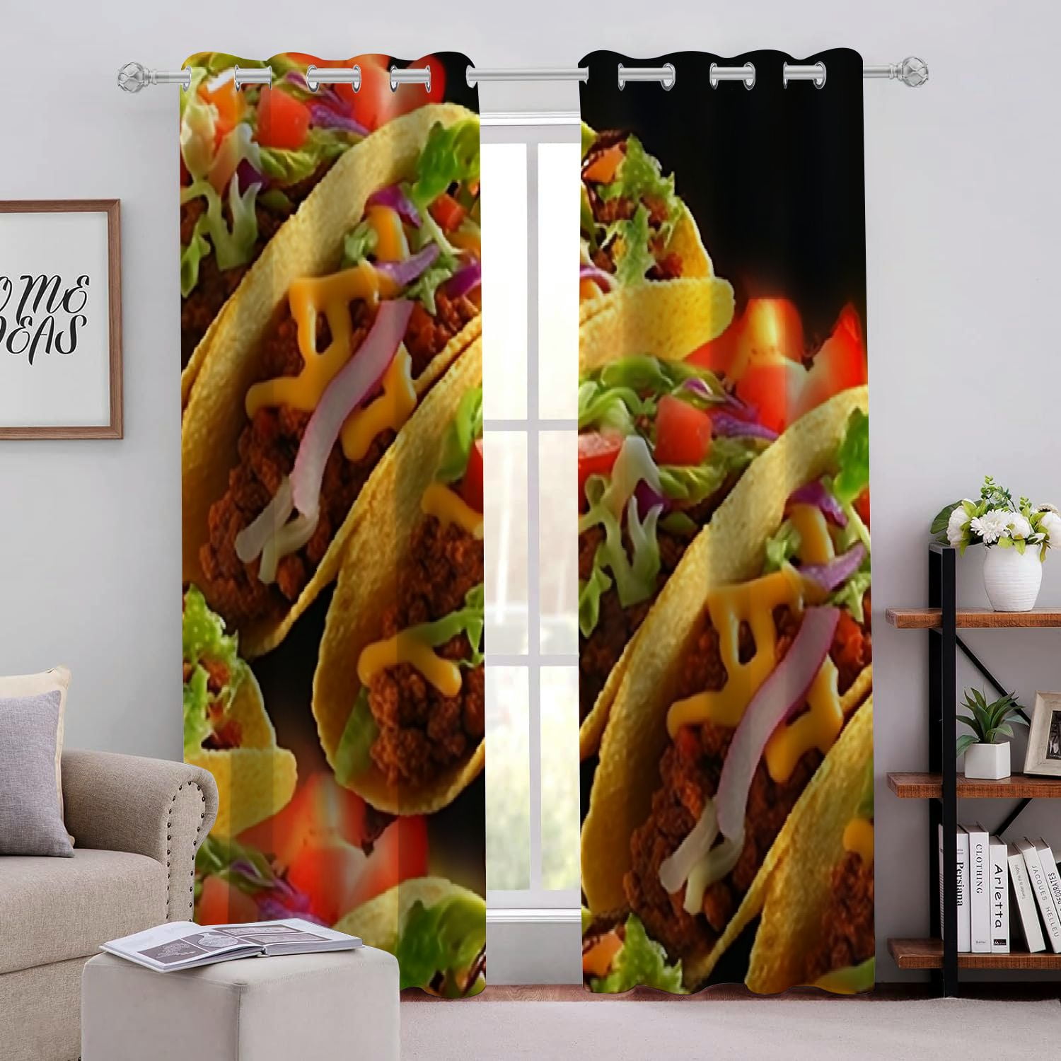 Aristuring Meat Vegetables Perforated Blackout Curtains 2-Pack Silver ...