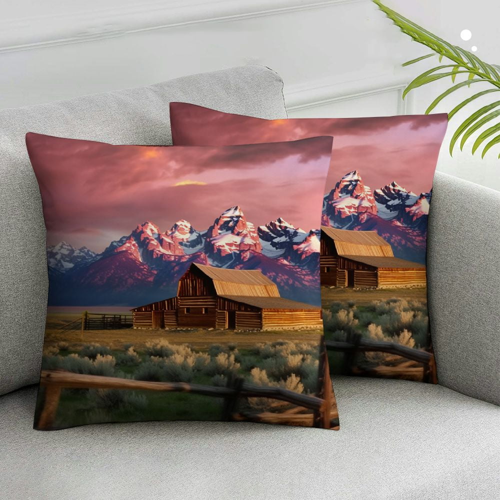 Jiayy Mountains 2-Piece Short Plush Throw Pillow Cover Set Zipper ...