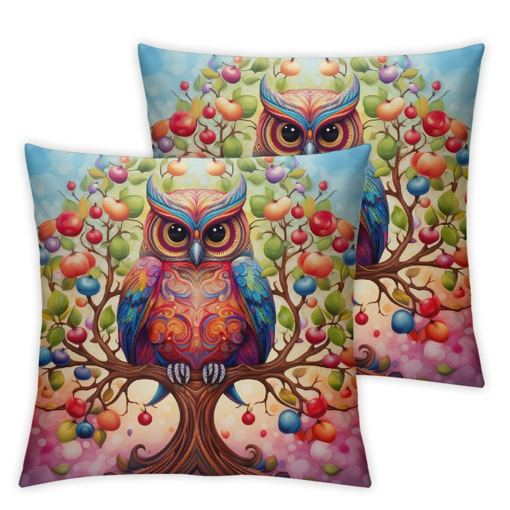 Aristuring Owl Tree of Life Short Plush Pillow Covers Set of 2 Zipper ...