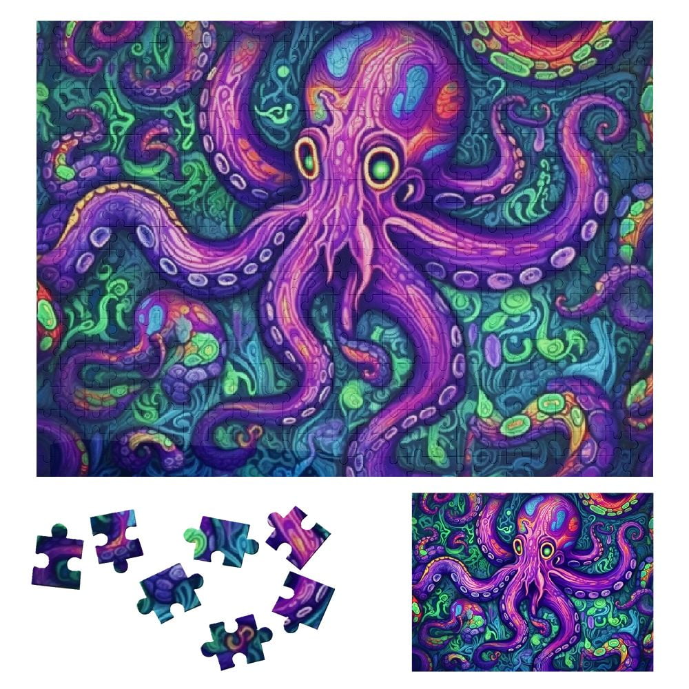 Aristuring Psychedelic Octopus Wooden Jigsaw Puzzle Challenging ...