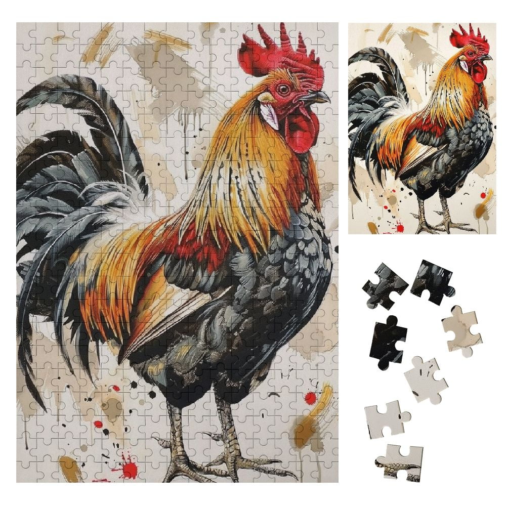 Aristuring Rooster Wooden Jigsaw Puzzle Vertical Style Adults and Kids ...