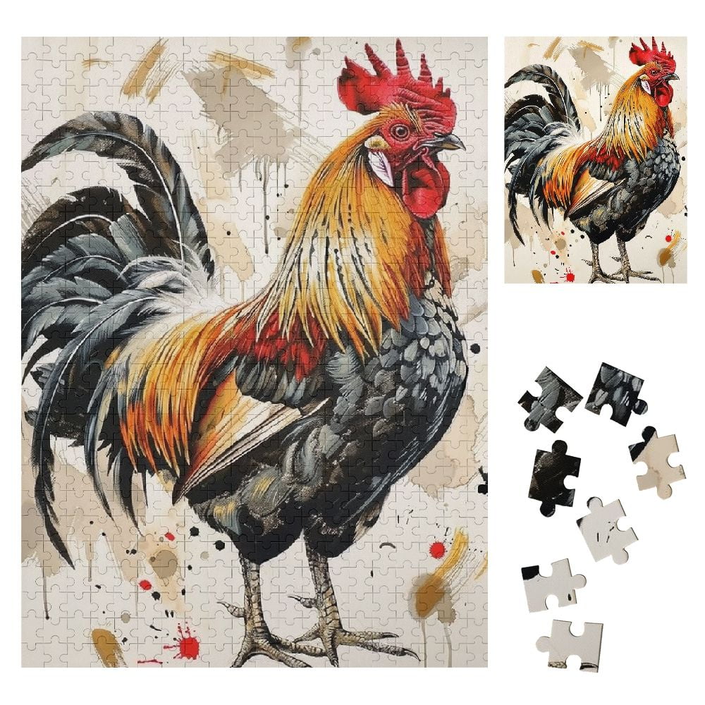 Aristuring Rooster Wooden Jigsaw Puzzle Vertical Style Adults and Kids ...