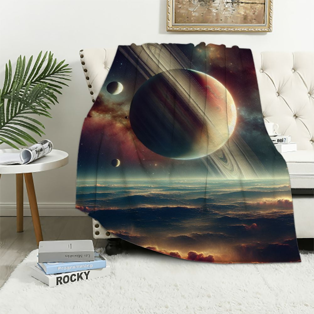 Aristuring Saturn-Like Planet Cosmic Ambiance Starry Nebula Flannel ...