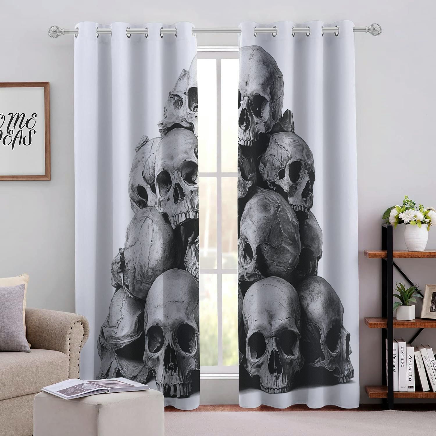 Aristuring Skulls Gothic Art Perforated Blackout Curtains 2-Pack ...