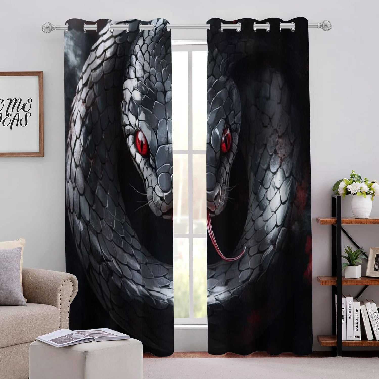 Aristuring Snake Perforated Blackout Curtains 2-Pack - Light Blocking ...