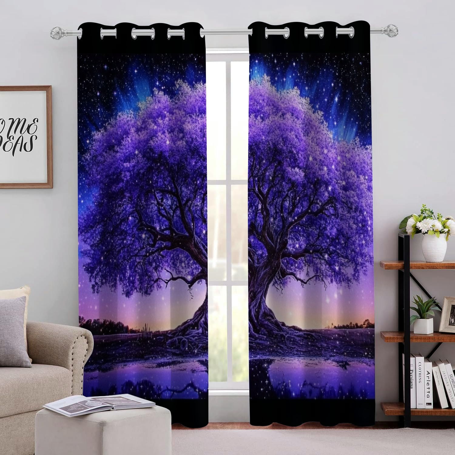 Aristuring Stars Perforated Light Blocking Curtains 2-Pack | Silver ...
